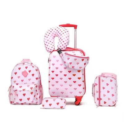 China New Design 6 Piece Children'S Travel Set Luggage Cute Cartoon Pattern Schoolbags With Zipper à venda