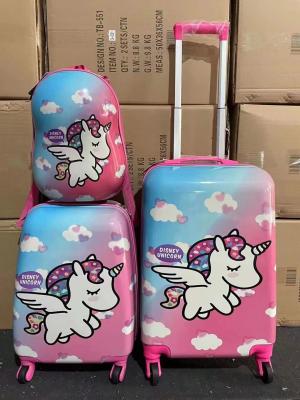 中国 Custom Printed Cover PC Trolley Lightweight Travelling 3pcs Set Suitcase Travel Bag Carry On Luggage Suitcase 販売のため