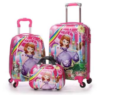 Cina New Wholesale Cartoon Images 13 16 20Inch Pc Kids Luggage Custom Children Suitcase Unicorn 3d Print Kids Trolley in vendita