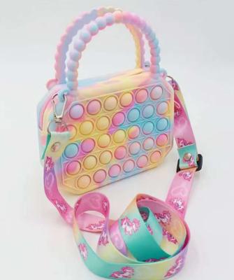Cina Pop Fidget Toys Silicone Push Bubble Crossbody Bag Sensory Reliever Stress Adults Kids Handbag Coin Pouch Purse Gifts in vendita