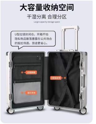 Cina 24-Inch Suitcase Front Open Hard Shell Aluminum Frame With USB Charging Port TSA Lock Cup Holder And Medium Phone Holder in vendita