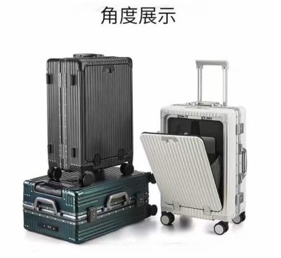 Cina 24-Inch Suitcase Front Open Hard Shell Aluminum Frame With USB Charging Port TSA Lock Cup Holder And Medium Phone Holder in vendita