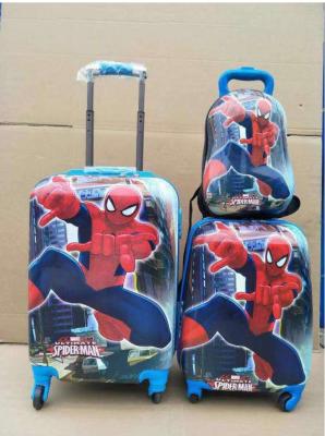 Cina Custom Cartoon Anime Super Man Suitcase Children Rolling Luggage Bag Kids Boy Trolley Cases in vendita
