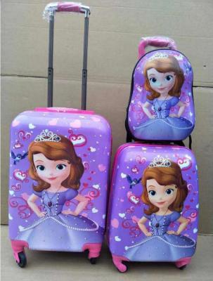 Cina Custom Hard Travelling Children Bags Trolley Luggage Backpack Trolly School Bags Set For Kids Girl in vendita