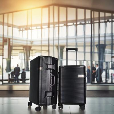 China Unisex Stylish Large Capacity PC Carry-On Luggage High Quality Business Travel Bag Durable Spinner Caster Lock Classic Style for sale