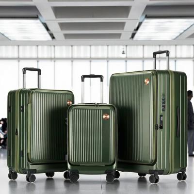 China 2025 Hot Sale PC Material Luggage with Spinner Wheels and TSA Lock, Front-Opening Business Carry-On Suitcase for sale