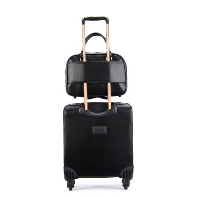 China Unisex Portable On-the-Go Aluminum Travel Bag Set Convenient PU Material with Spinner Caster for Business Travel for sale