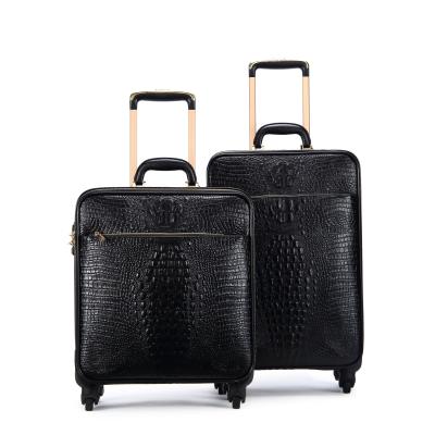 China Men'S 20 Inch Leather Luggage Bag Crocodile Aluminum Alloy  Business Cabin Luggage for sale