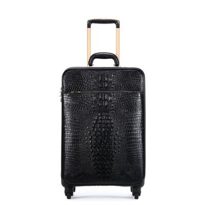 China Fashion Leather Luggage Bag PU Leather Rolling Medium Suitcase 4 Wheels for sale