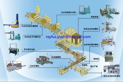 China Catena di imballaggio automatica per l'impilamento robusto di sigillatura di riempimento di costruzione del contenitore di cartone for sale