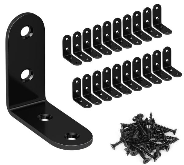 Quality Black Powder Coating Wall Mount Corner Metal Angle Brackets For Wood Furniture for sale