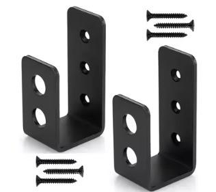 Custom Door Barricade Steel Metal Bracket Black Powder Coated U Shaped