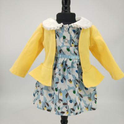 China printing dress yellow knitting cardigan fashion doll clothes for american girl doll for sale