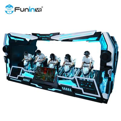 China Experimenta el futuro del entretenimiento con el simulador de 5 asientos 9D VR Dragon Rider en la plataforma de temas dinámicos extremos en venta