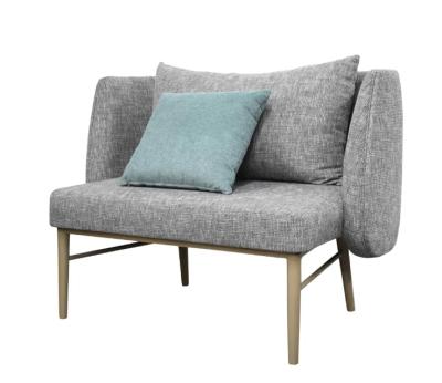 China Homewood Daybreak Series GR100 Settee Bench Nordic Style Grey Fabric Loveseat Sofa with Metal Legs for Hotel Guestroom Lounge for sale