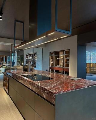 China High Quality Songdesign Modern Kitchen Cabinet Islands Customizable Easy Clean Surface Hygienic Design Public Use for sale