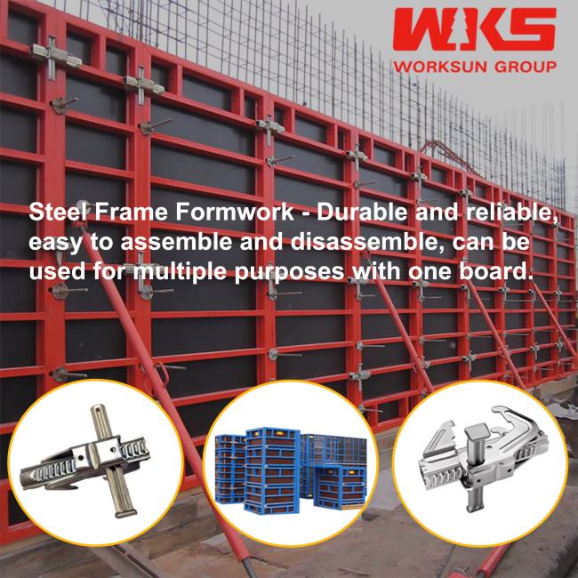 Steel frame formwork system assembly and application