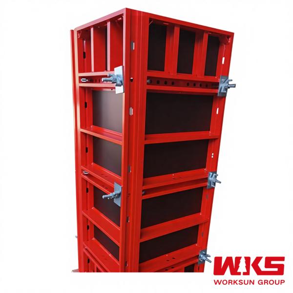 Quality Customized Climbing Formwork Adjustable Size Steel Column Formwork Red For High Speed Vertical Construction for sale