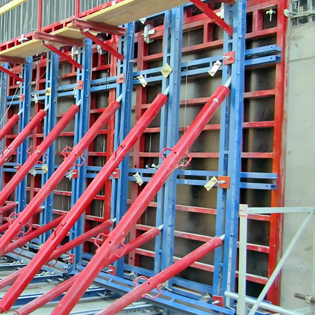 Steel frame formwork system in use