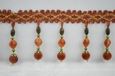China Golden trimmings lace fringes/elegant eco-friendly beaded trim for curtain decoration for sale