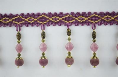 China Charming decorative trimmings lace fringes/OEM elegant beaded trim for curtain decoration for sale