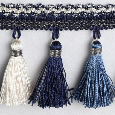 China Handmade polyester hanging ball lace trimmings tassels fringes for curtain decoration for sale