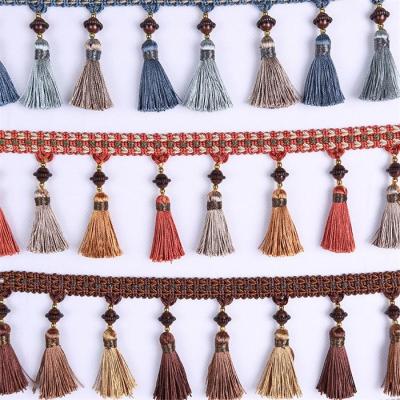 China Wholesale high quality handmade polyester hanging ball lace trimmings tassels fringes for sale