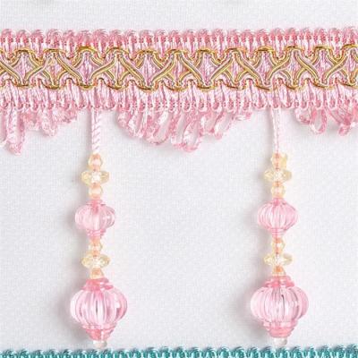 China Newest lantern design handmade polyester curtain lace beaded fringes tassels for sale