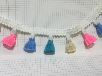 China Colorful handmade polyester twisted tassels fringes trimmings for home curtain decoration for sale