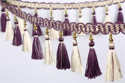China Handmade fashionable chain beads lace tassels fringes for curtain/sofa/pillow decoration for sale
