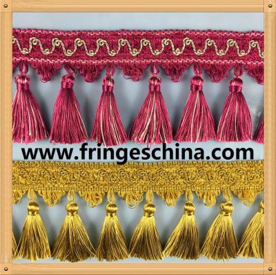 China Hot selling handmade polyester hanging ball lace trimmings tassels fringes for home decoration for sale