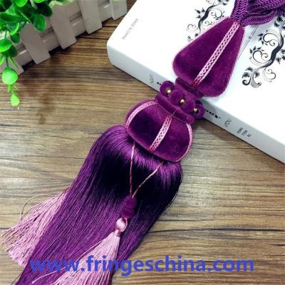 China Fashion custom long tassel fringe trimming for curtain attractive tieback hanging ball for sale