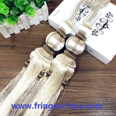 China Fashion custom long tassel fringe trimming for curtain attractive tieback hanging ball for sale