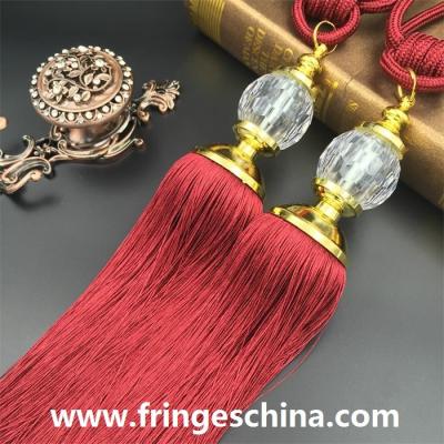 China Fashion custom long tassel fringe trimming for curtain attractive tieback hanging ball for sale