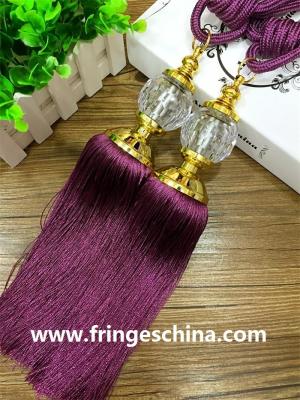 China Fashion custom long tassel fringe trimming for curtain attractive tieback hanging ball for sale