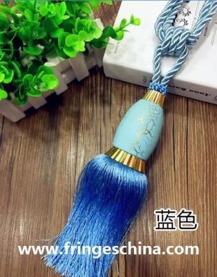 China Fashion custom long tassel fringe trimming for curtain attractive tieback hanging ball for sale