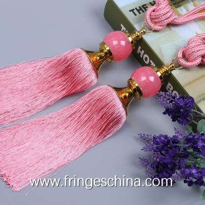 China Delicate custom long tassel fringe trimming for curtain attractive tieback hanging ball for sale