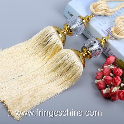 China Delicate custom long tassel fringe trimming for curtain attractive tieback hanging ball for sale