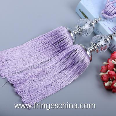 China Delicate custom long tassel fringe trimming for curtain attractive tieback hanging ball for sale