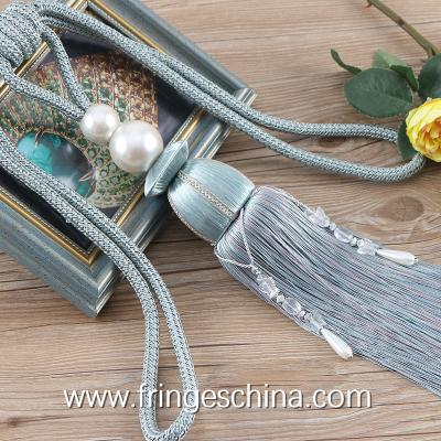 China Delicate custom long tassel fringe trimming for curtain attractive tieback hanging ball for sale