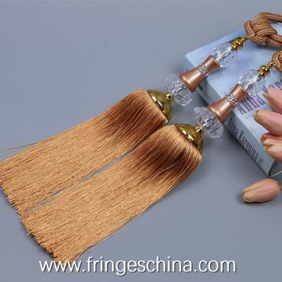 China Delicate custom long tassel fringe trimming for curtain attractive tieback hanging ball for sale
