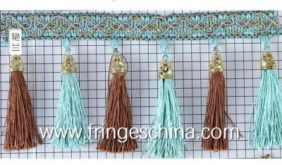 China Handmade fashionable chain beads lace tassels fringes for curtain/sofa/pillow decoration for sale