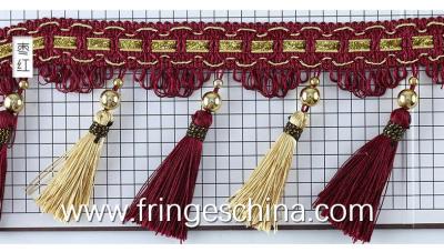 China Handmade fashionable chain beads lace tassels fringes for curtain/sofa/pillow decoration for sale