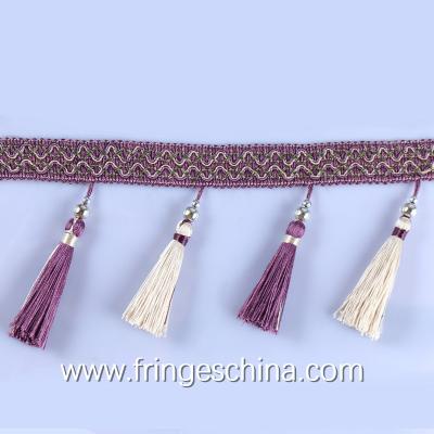 China Handmade fashionable chain beads lace tassels fringes for curtain/sofa/pillow decoration for sale