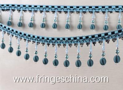 China Newest lantern design handmade polyester curtain lace beaded fringes tassels for sale