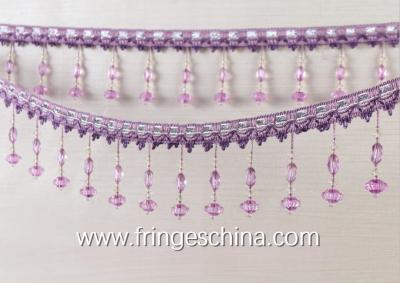 China Newest lantern design handmade polyester curtain lace beaded fringes tassels for sale