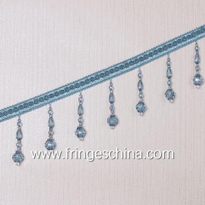China Handmade fashionable chain beads lace tassels fringes for curtain/sofa/pillow decoration for sale