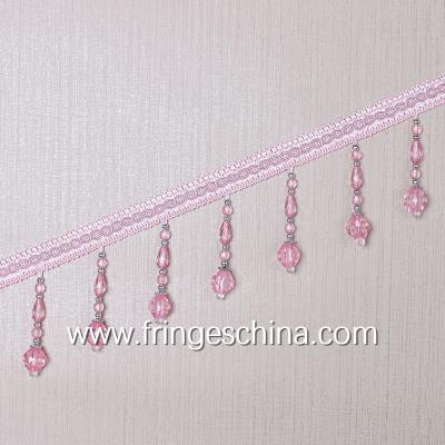 China Handmade fashionable chain beads lace tassels fringes for curtain/sofa/pillow decoration for sale