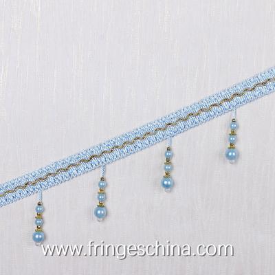 China Handmade fashionable chain beads lace tassels fringes for curtain/sofa/pillow decoration for sale
