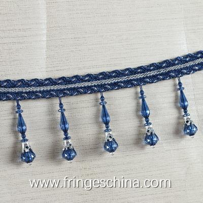 China Handmade fashionable chain beads lace tassels fringes for curtain/sofa/pillow decoration for sale